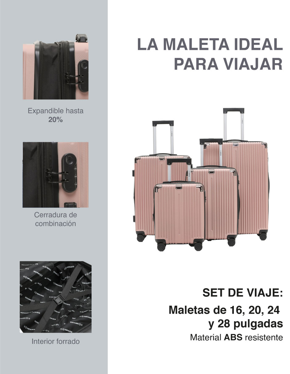 Set De 4 Maletas Miami Color Oro Rosa