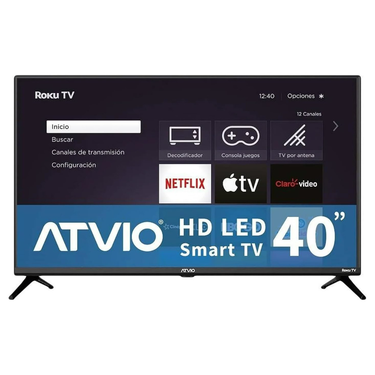 SmartTV Pantalla 40 pulgadas ATVIO RokuTV HD Led Dolby Audio
