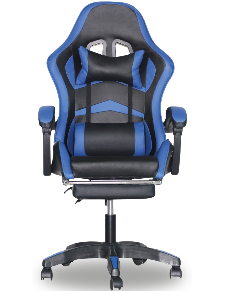 Silla Gamer Titano Raven Con Reposapíes Color Azul