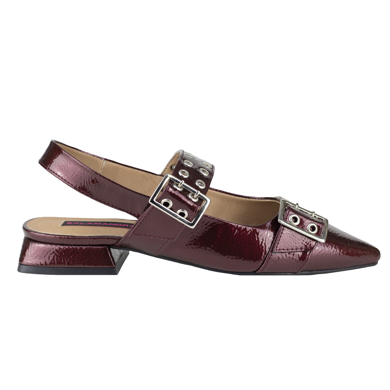 Zapato Mujer Flat Salamandra Destalonado 29405-h Merlot Moderno