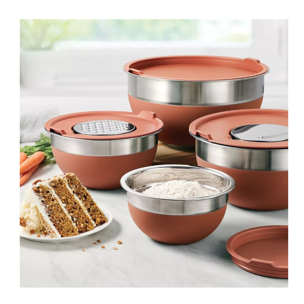 Juego de Bowls 10 pzas Acero Inox Silicon Rosa Tramontina