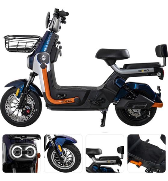 Bicicleta Bicimoto Electrica 800w 60v 50km/h Luces Full Led Azul BIZMO
