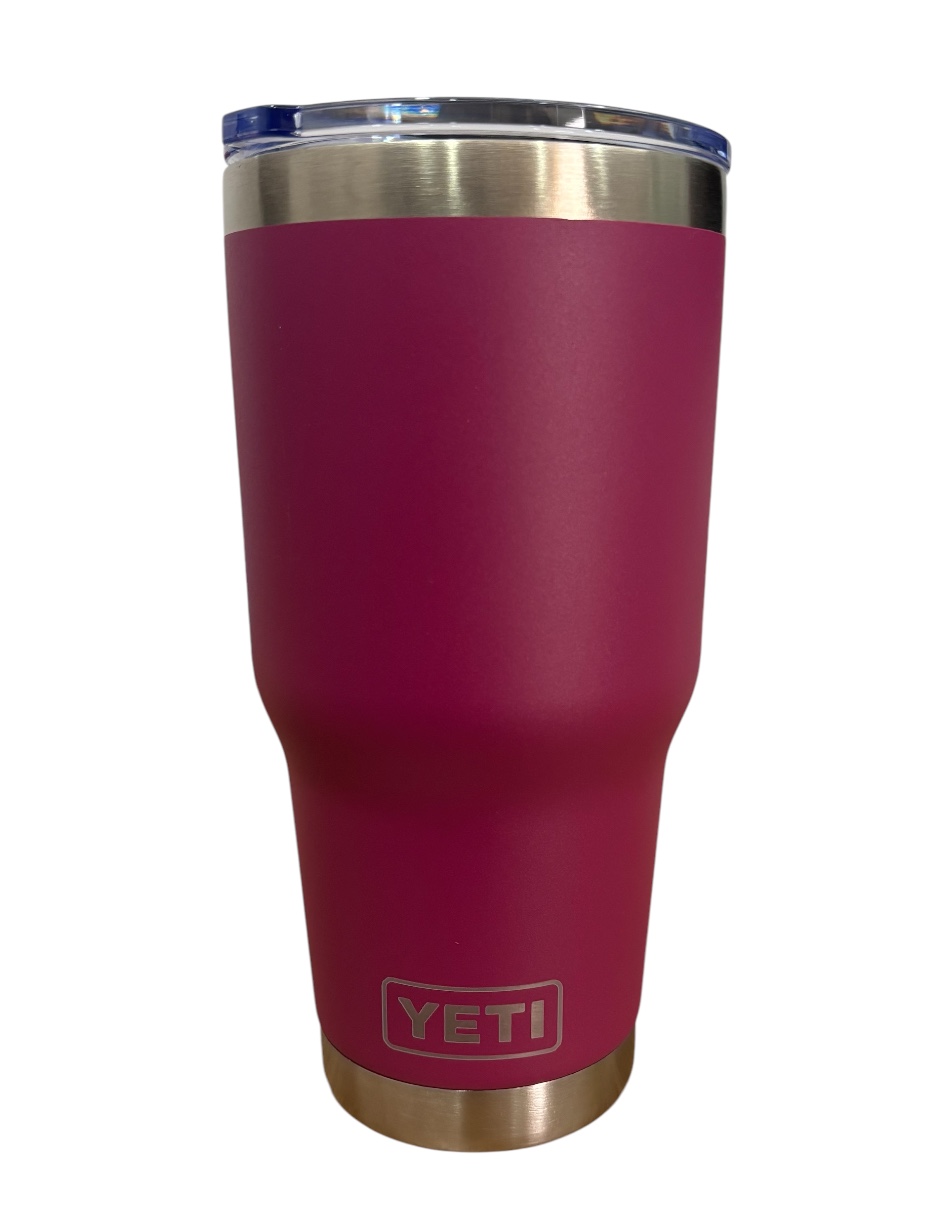 Termo de acero inoxidable Yeti Rambler color morado de 30 onzas