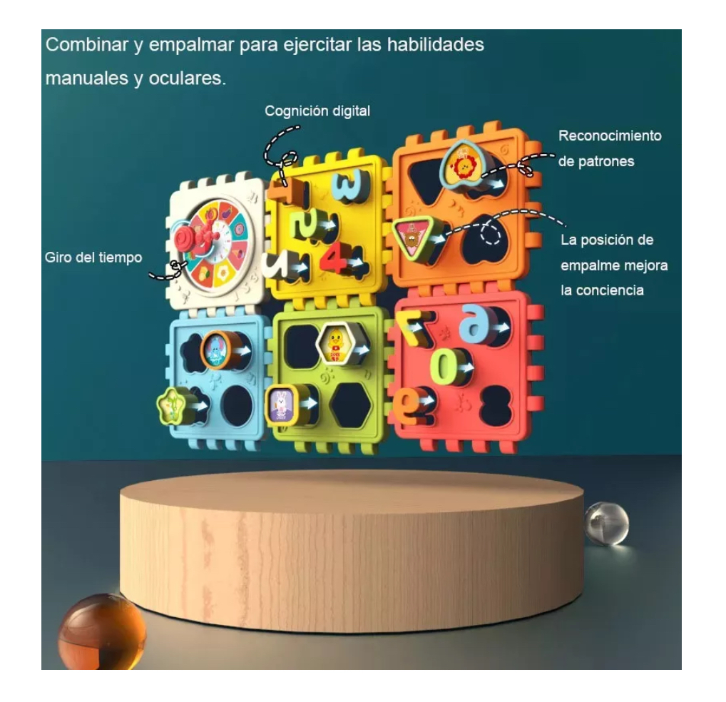Cubo Sensorial 6 En 1 Montessori Educativo Para Bebés