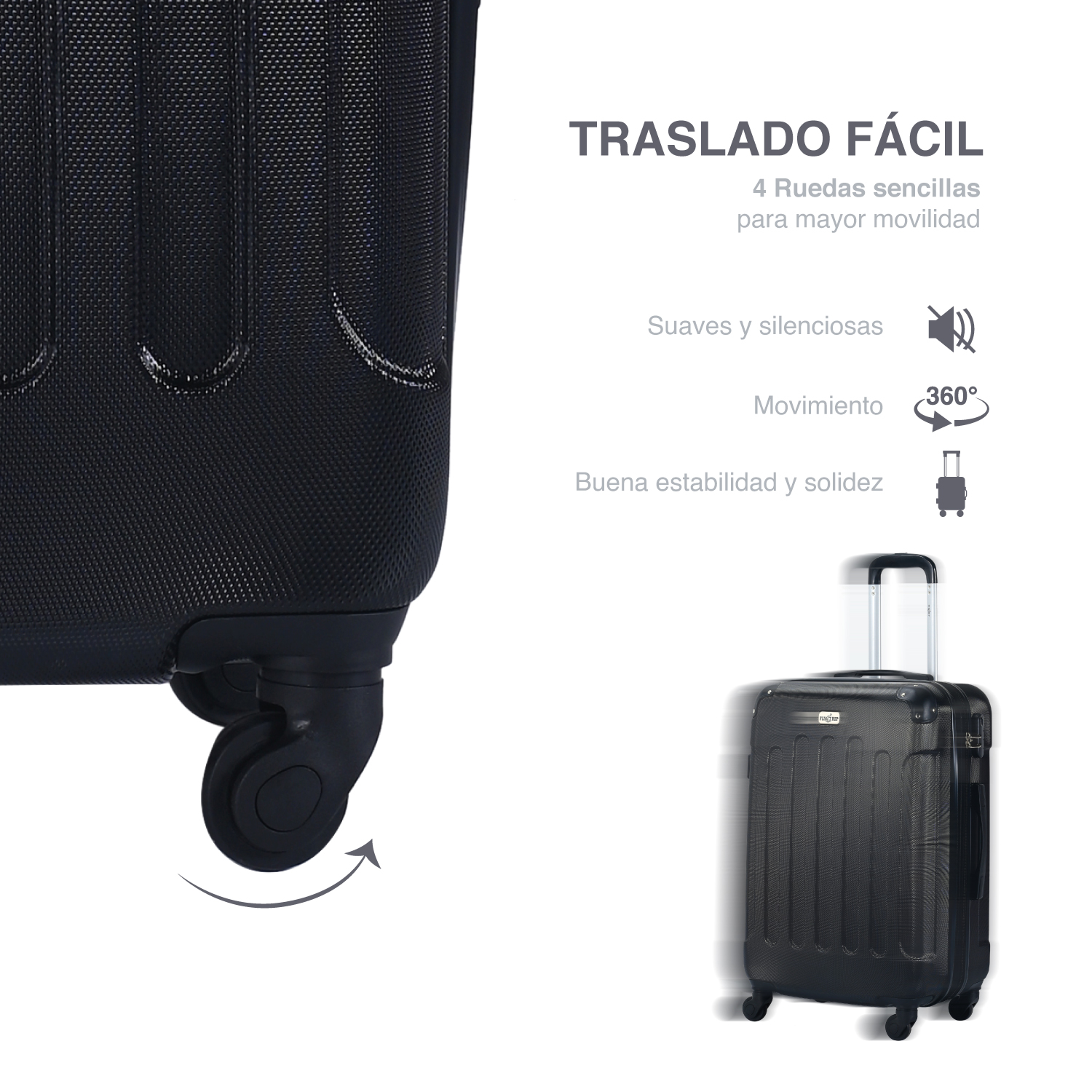 Maleta De Mano 20in 10kg Rigida 4 Ruedas 360 Fly & Trip Tokio Negra