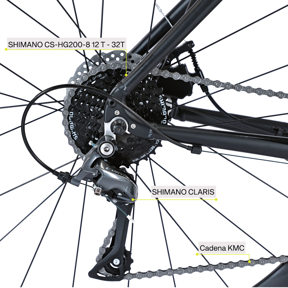 Bicicleta Gravel De Ruta LOOP R700*C, 16V, SHIMANO CLARIS Negro Cuadro ...