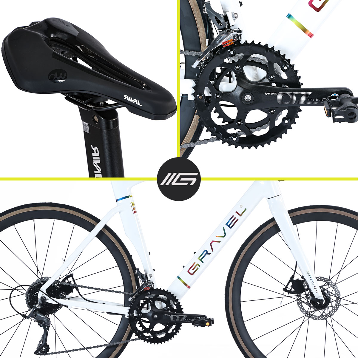 Bicicleta Gravel De Ruta LOOP R700*C, 16V, SHIMANO CLARIS Blanco Cuadro ...