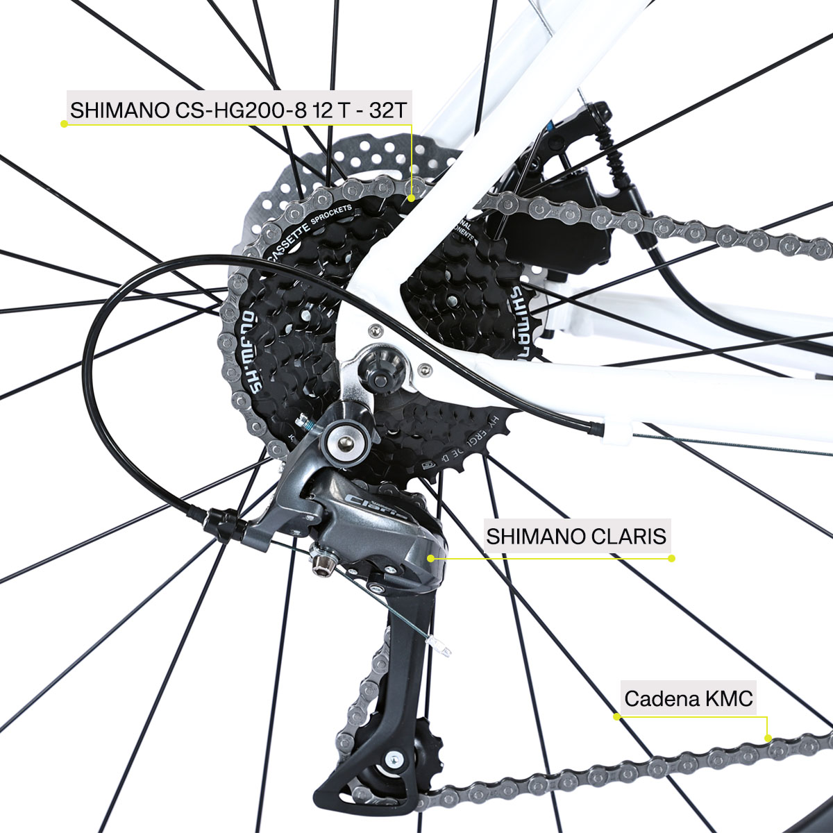 Bicicleta Gravel De Ruta LOOP R700*C, 16V, SHIMANO CLARIS Blanco Cuadro ...