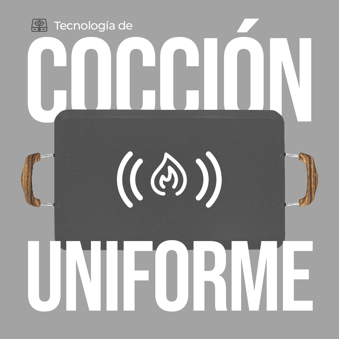 Comal De mármol Antiadherente Rectangular 60 Cm Gris