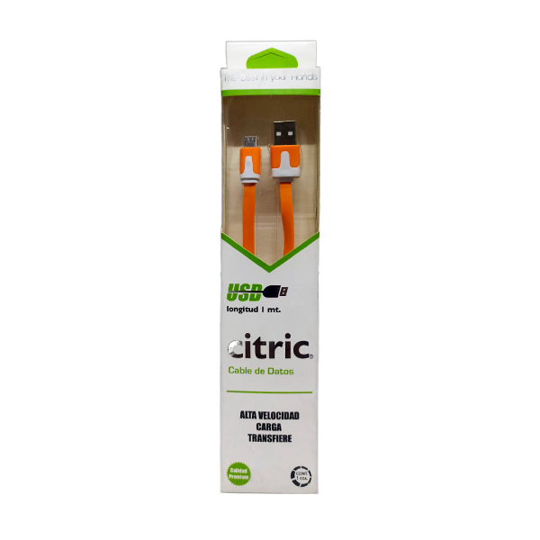 Cable Citric Micro USB 1 Metro Alta Velocidad Carga USB Naranja