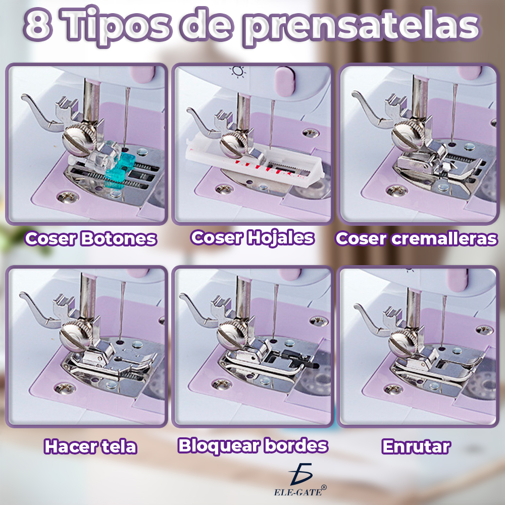 Maquina de coser portatil 12000 ppm con funcion de bordado