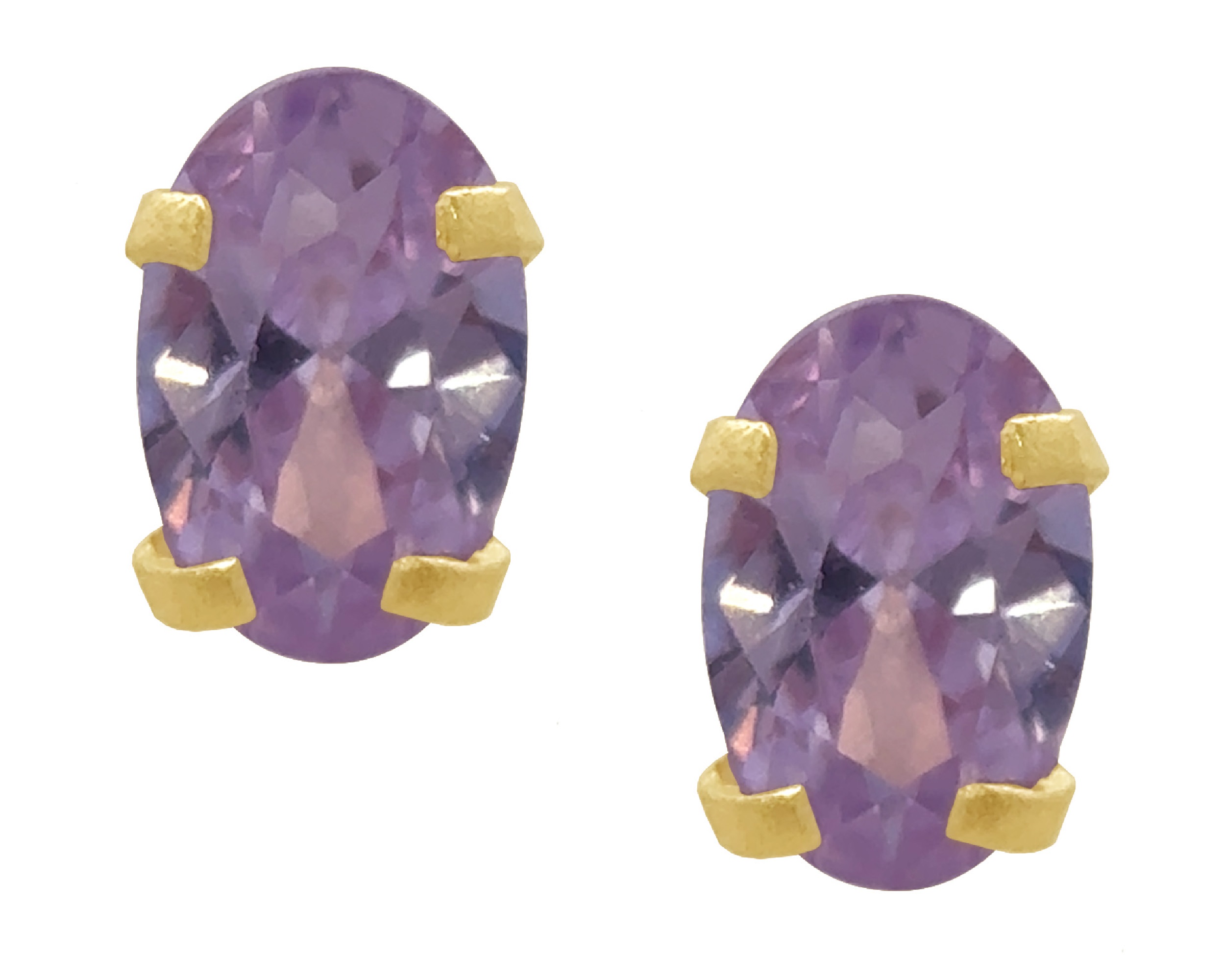 Broquel Arete Oro 10K Horoz lavanda oval 6X4 S461