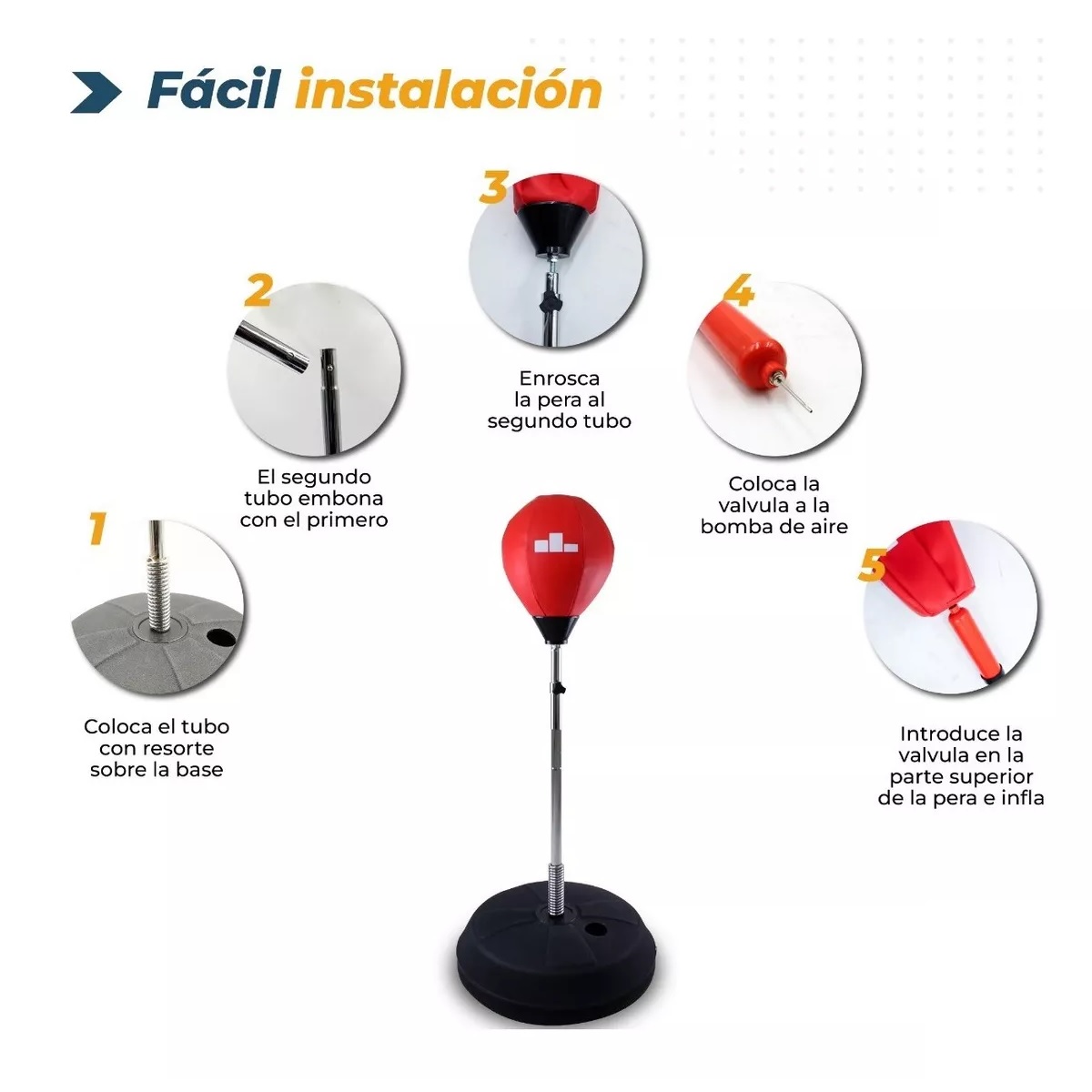 Pera Saco Boxeo Con Base + Guantes De Box + Bomba Box Pro