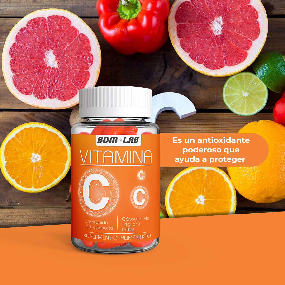 BDM LAB Vitamina C Suplemento Alimenticio 3x2 60 cápsulas c/u Máxima ...