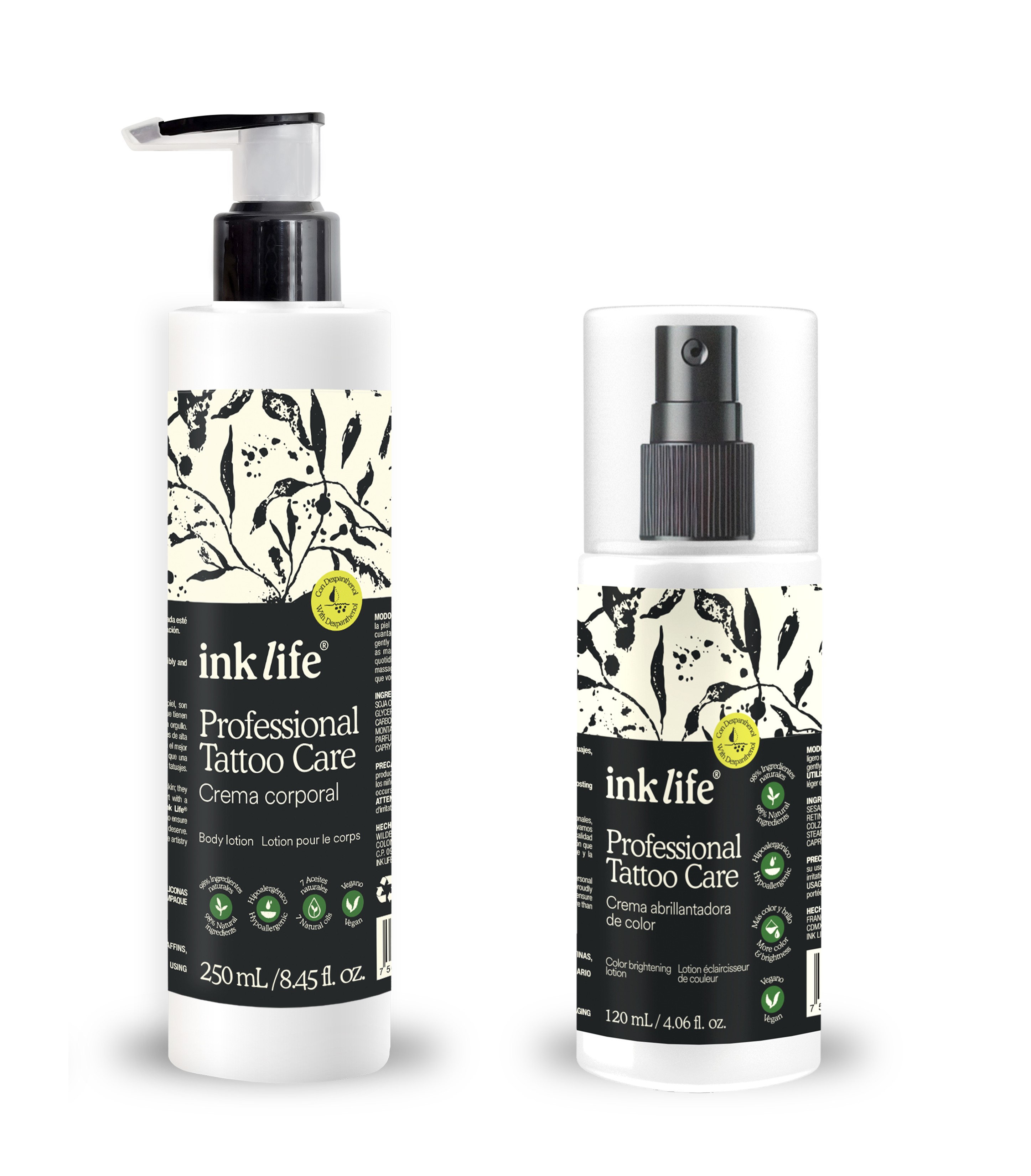 Ink Life para Tatto Abrillantadora 120ml y Corporal 250ml