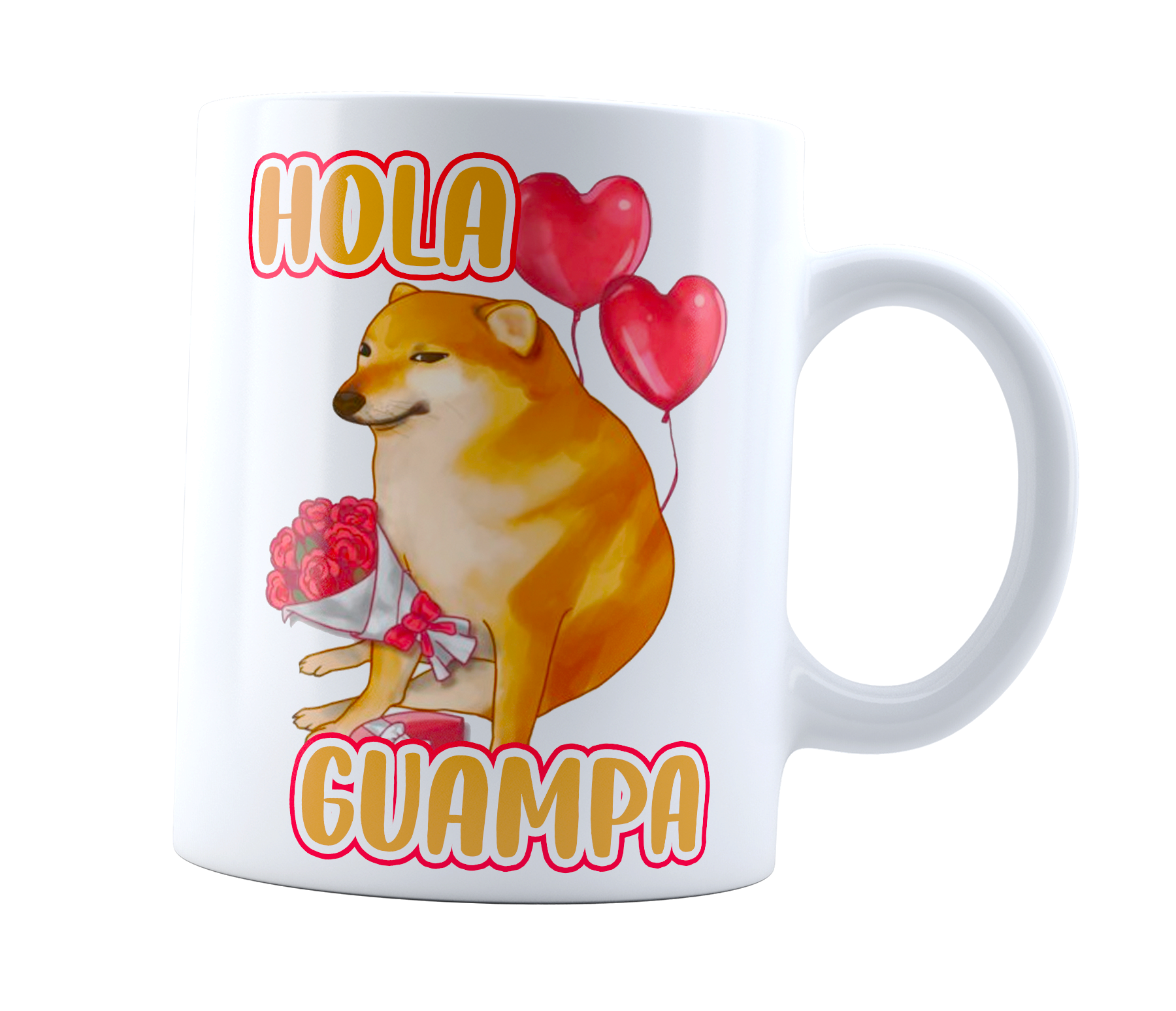 Taza cheems hola guampa | flores regalo novios | san valentin dia del ...