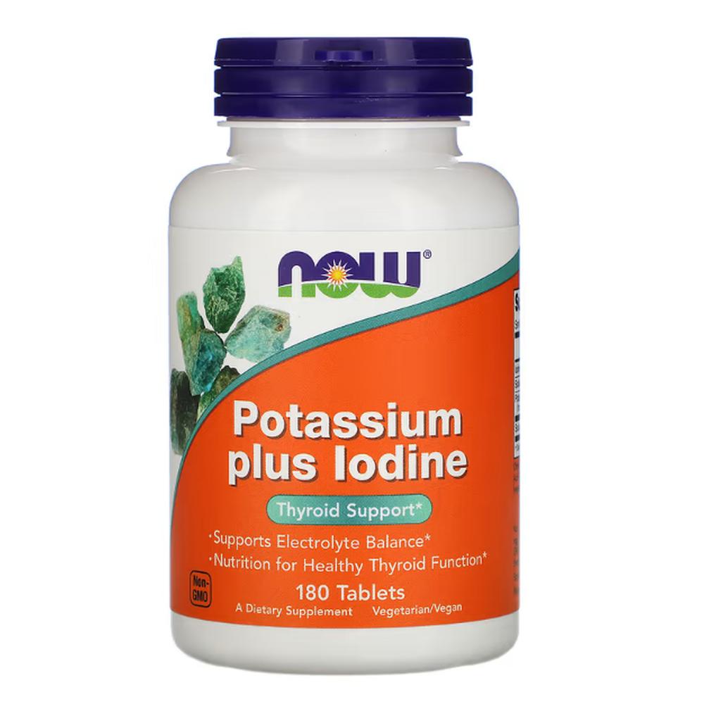 Yoduro de Potasio Now Potassium Plus Iodine 180 Tabletas