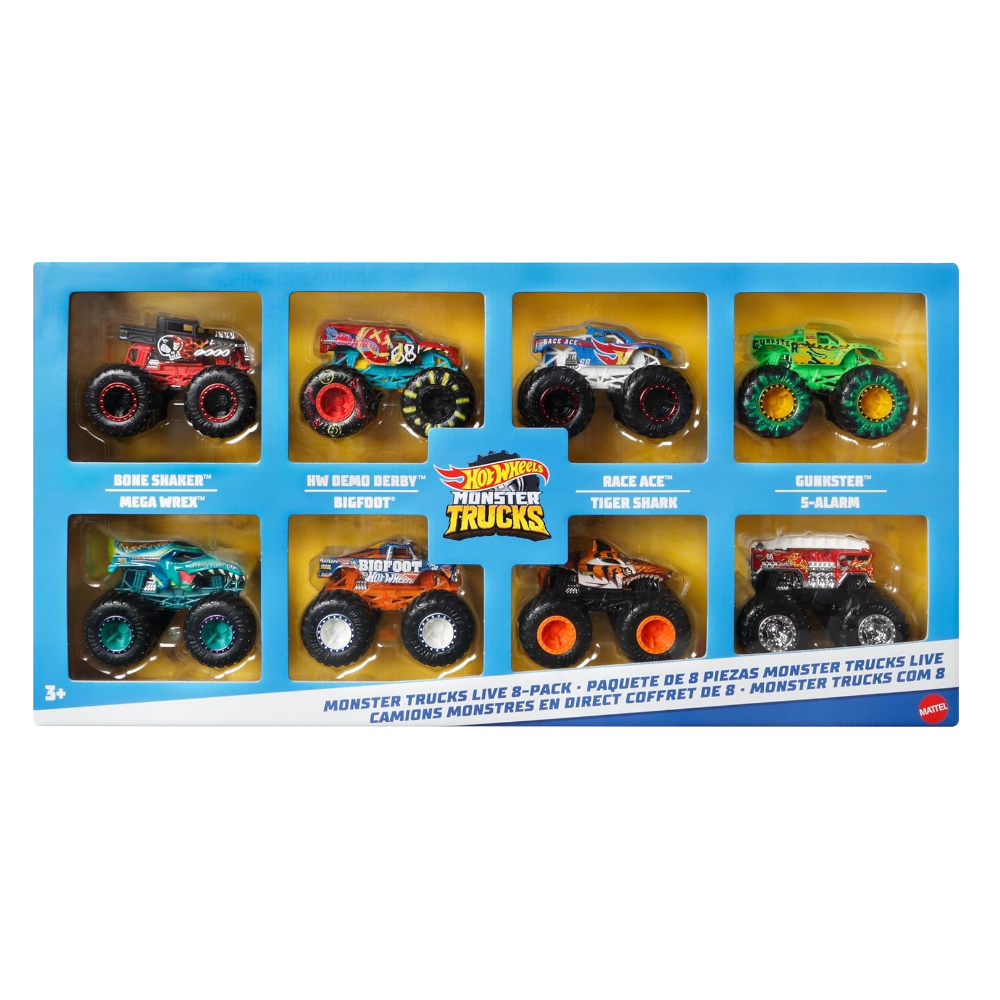 Hot Wheels Pack 8 Monster Trucks Camionetas Monstruo HDB12 Mattel