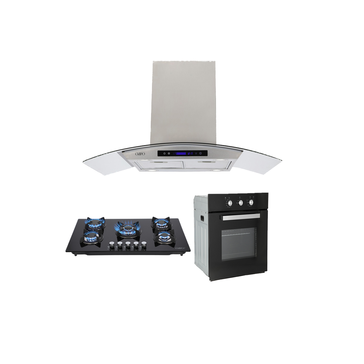 TRICOMBO Campana 90cms Cristal Curvo Tipo Isla Contr Dig + Parrilla ...