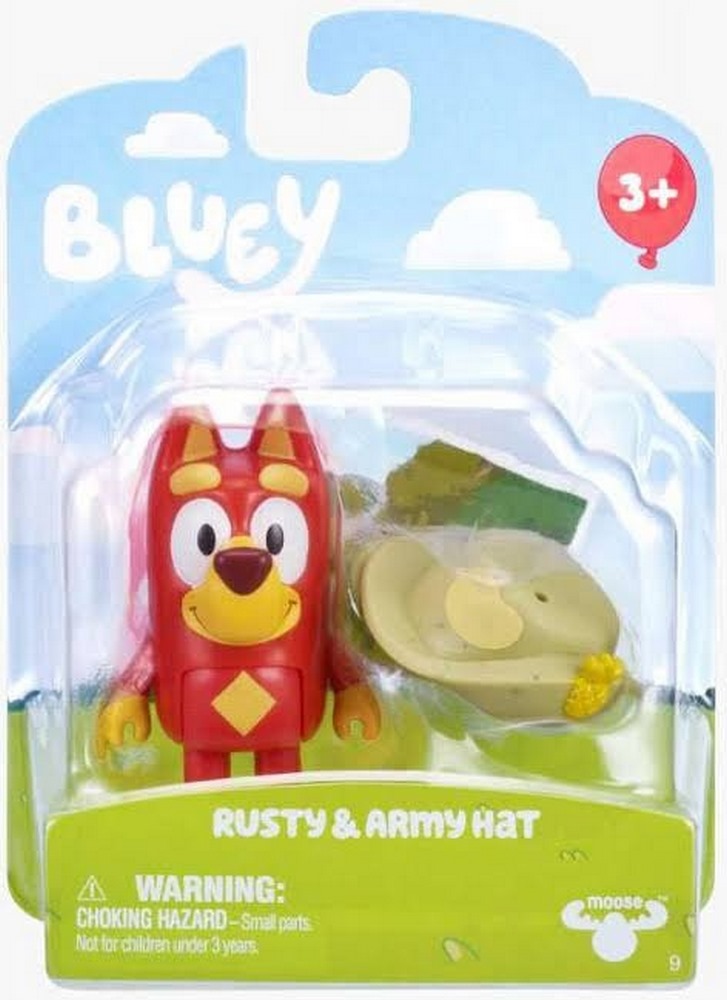Figura Colección Bluey Story Pack Starter Rusty & Army Hat Set Regalo