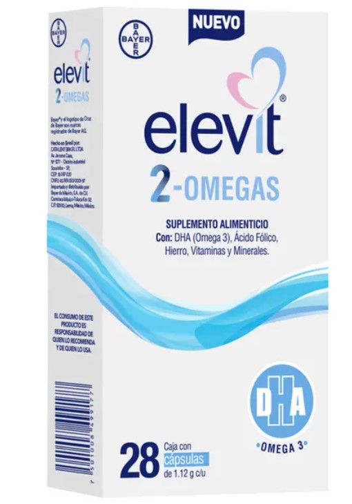 Elevit 2 Omegas Sup Alimenticio Con Dha&acido Folico Cap C28 Sabor Neutro