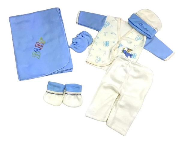 Set De Bienvenida Para Recién Nacido Celeste (con 6 Piezas).