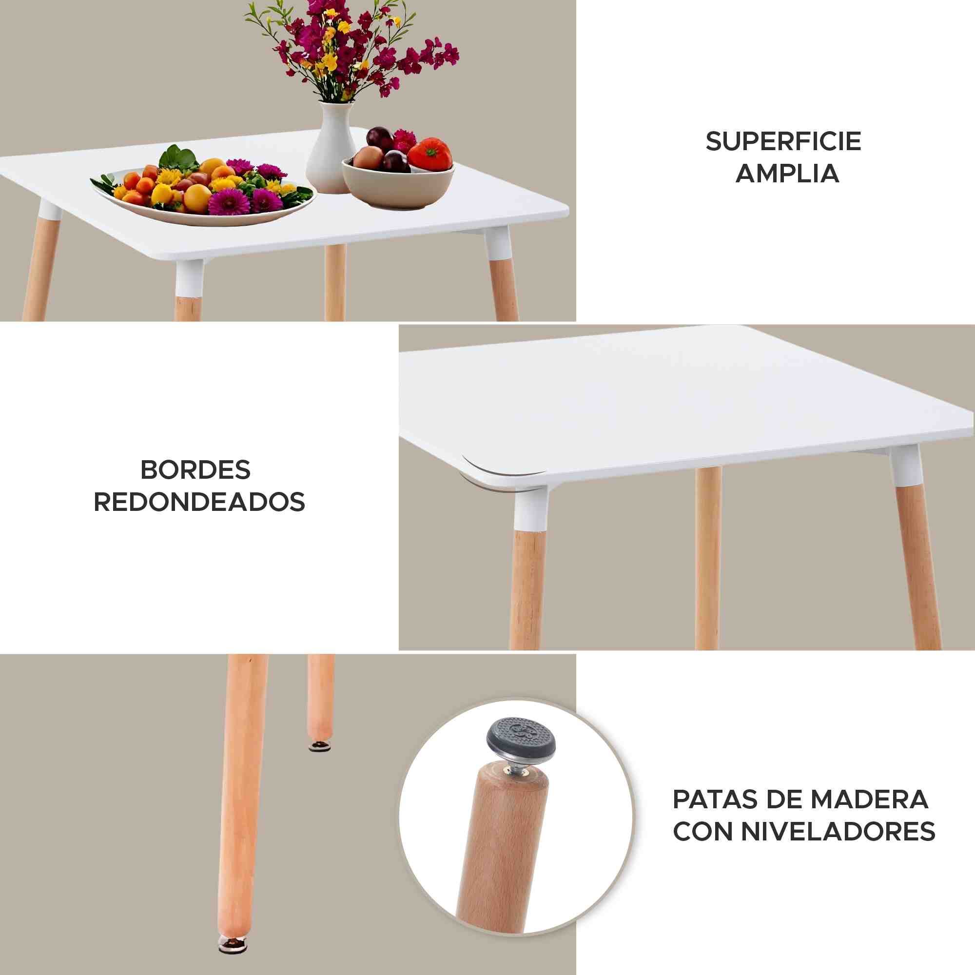 Mesa De Comedor Cuadrada Estilo Eames Minimalista Moderna Blanca