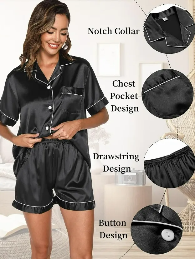 Pijamas De Señoras De Seda Cómodo Pijamas 2ps