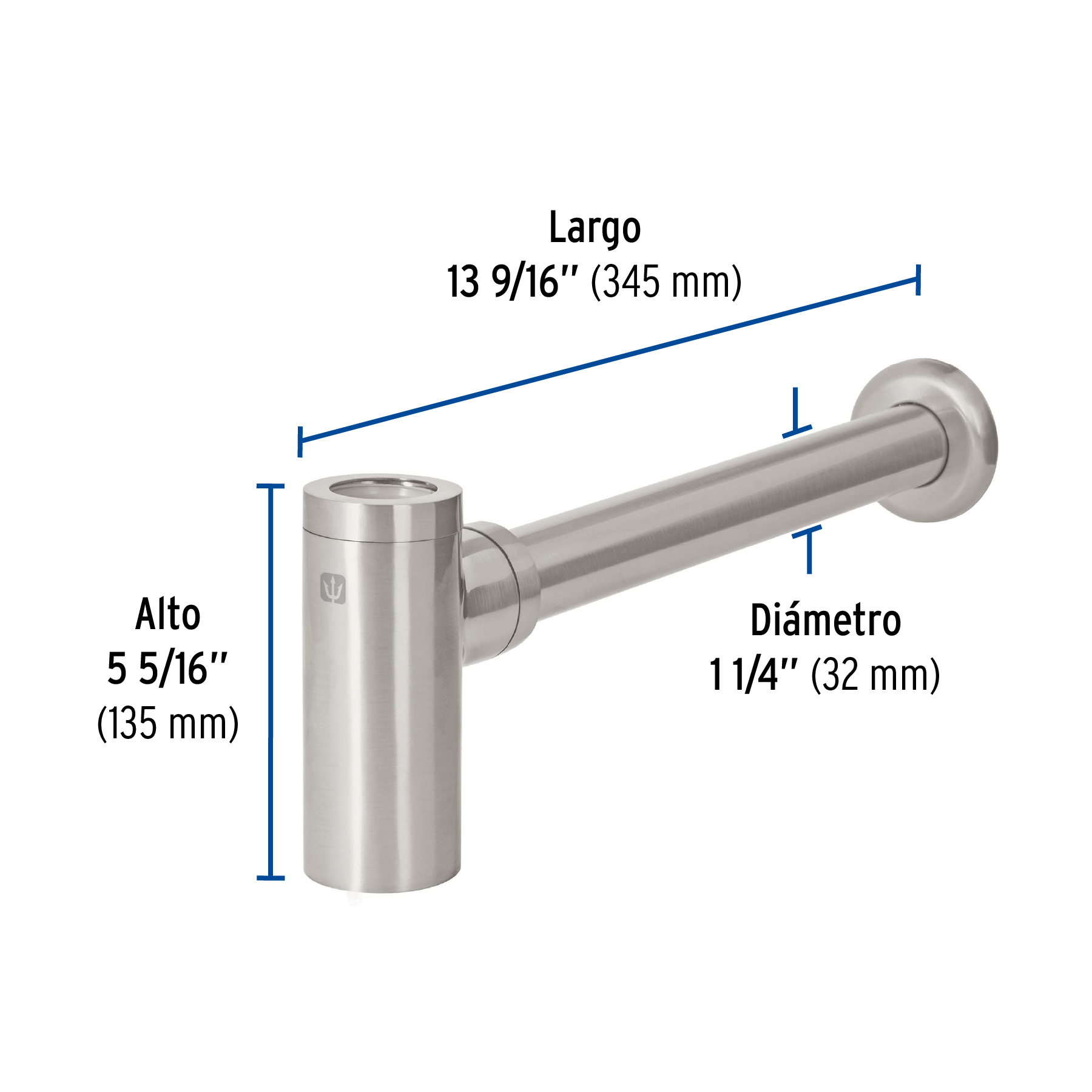 Céspol de bote minimalista 1 1/4', satín, para lavabo, Foset