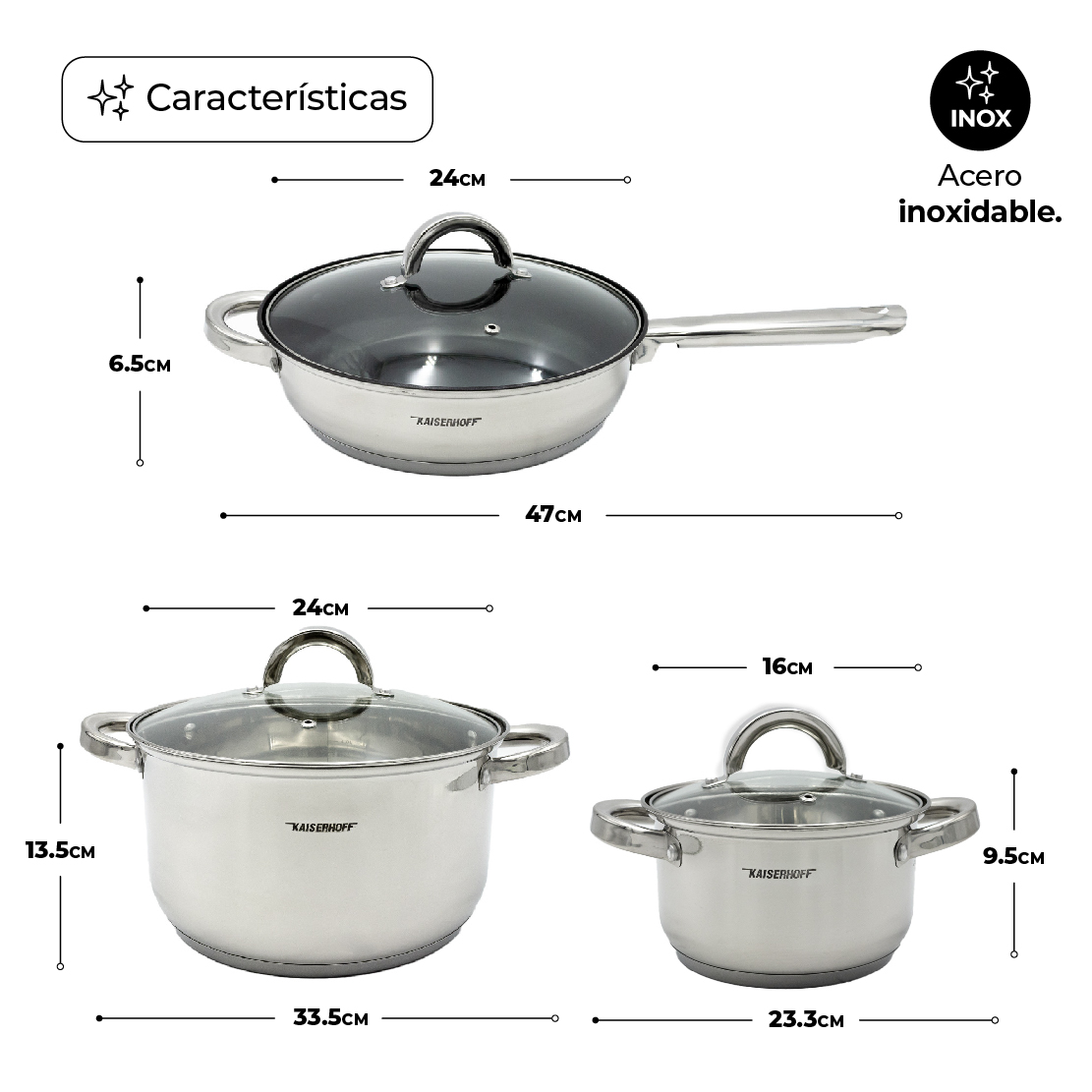 Set De Cocina Acero 12 Piezas Ollas Cacerola Sartén Y Tapa