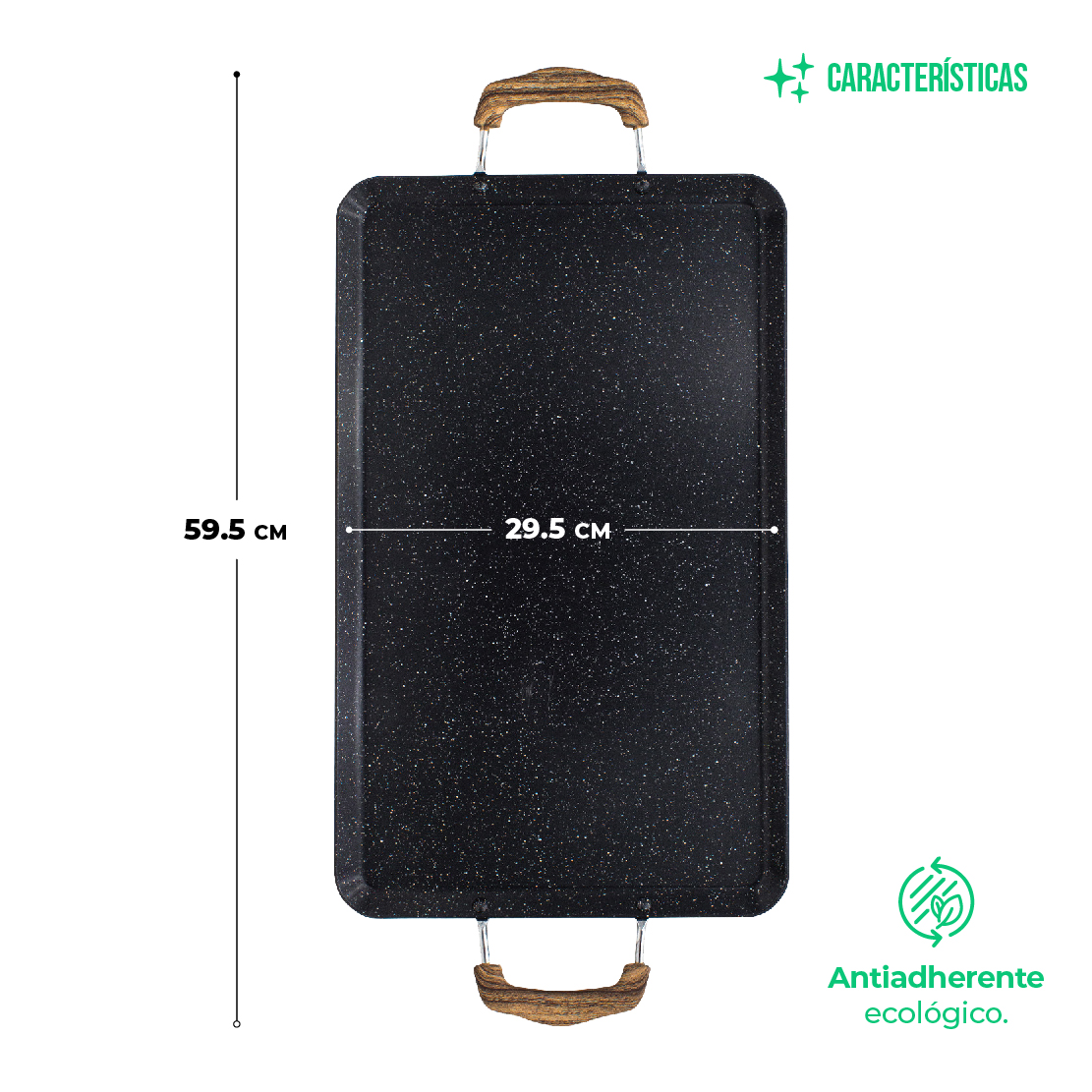 Comal De mármol Antiadherente Rectangular 60 Cm Negro
