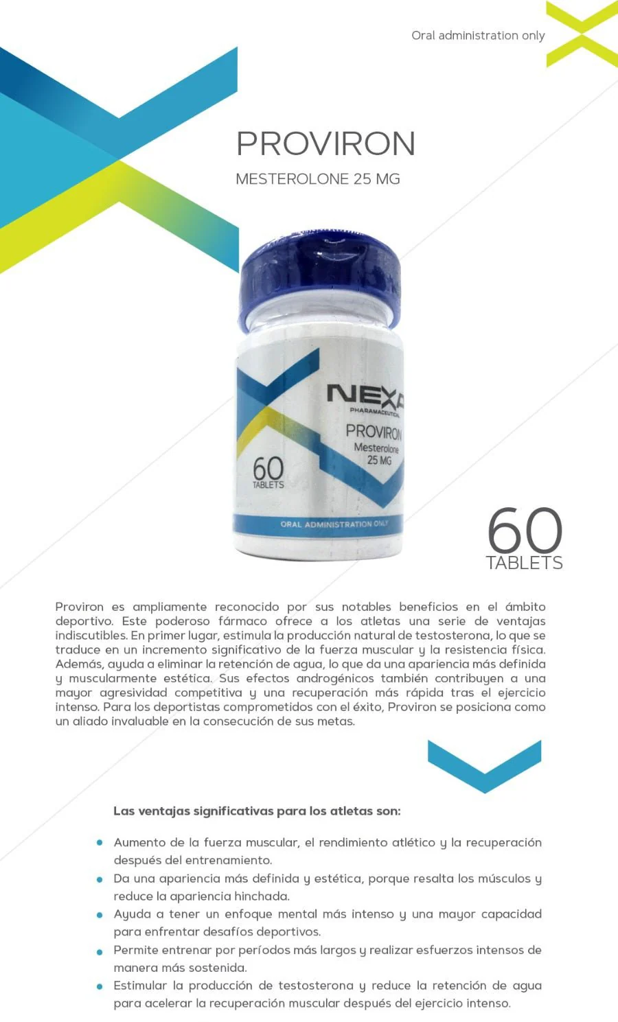 Proviron Nexa Pharma Oral Mesterolona 25mg x 60 Tabs Definición Muscular