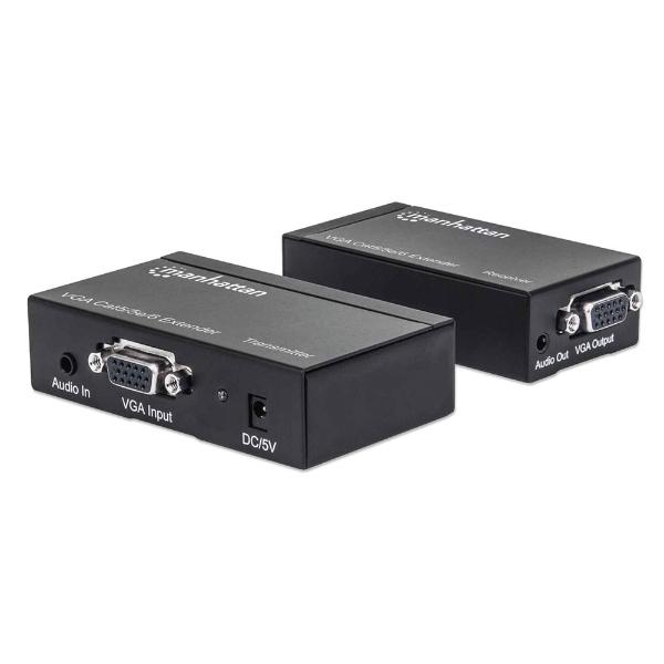 Extensor VGA Cat5/ 5e/6 Manhattan Negro.