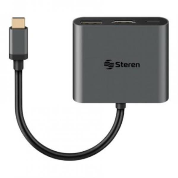 Steren Adaptador Steren USB-C a HDMI/USB 3.0/USB-C Color Negro