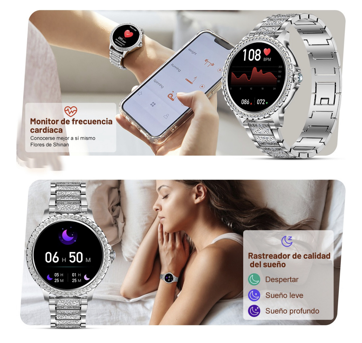 Reloj Inteligente De Mujer Llamada Bluetooth Diamond Band