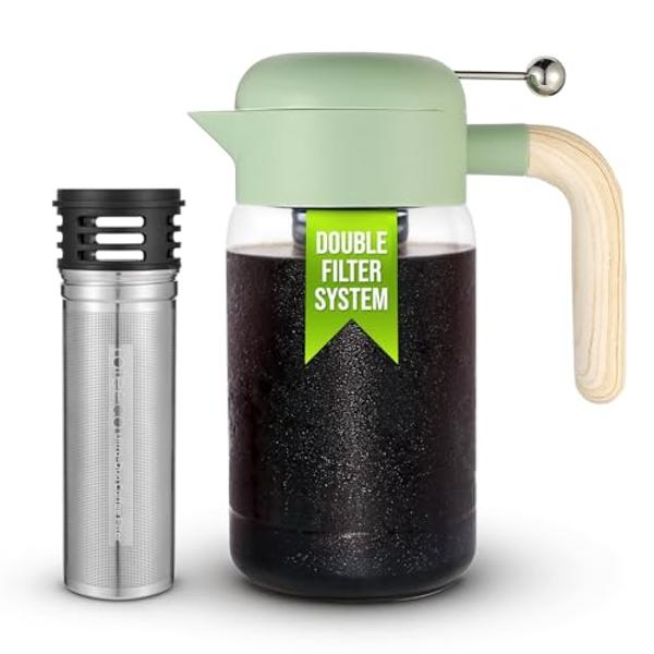 LAFEECA Cold Brew Coffee Maker - Iced Tea Brewer with Airtight Lid ...