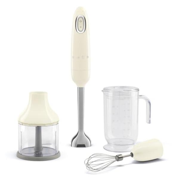 SMEG Handheld Immersion Blender with Beaker, Chopping Bowl w/Lid, Wire ...