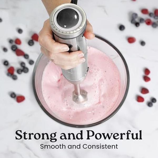 Zulay 4-in-1 Immersion Stick Mixer Hand Blender - 800 Watts, 12 Speeds, 5-ft Power Electric Cord ...