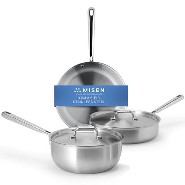 Misen 5-Ply Stainless Steel Cookware Set - Versatile, Dishwasher Safe ...