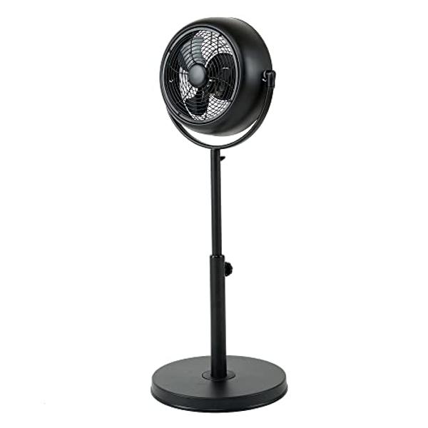 Simple Deluxe Industrial Retro Pedestal Fan, 360° Rotatable Stand Fan ...