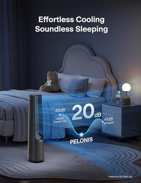 PELONIS 40" Bladeless Tower Fan with Powerful Airflow, Ultra-Quiet DC ...