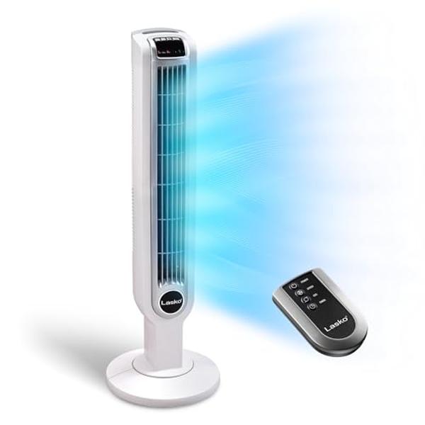Lasko Portable 36" Oscillating 3-Speed Tower Fan with Remote Control ...