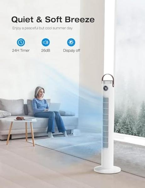 Simple Deluxe Tower Fan with Remote, 46 Inch Oscillating Fan, Bladeless ...