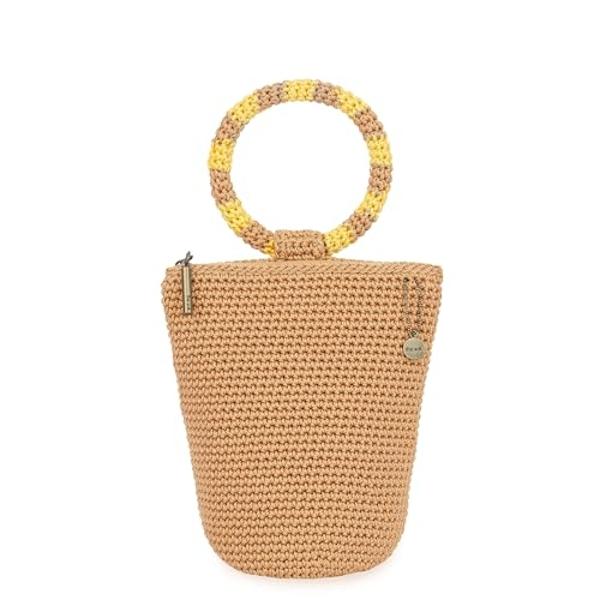 The Sak Ayla Ring Handle Pouch in Crochet, Back Slit Pocket, Bamboo