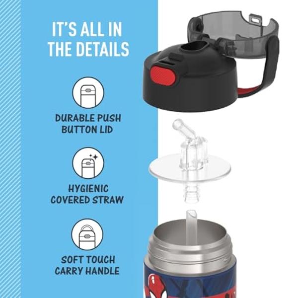 THERMOS FUNTAINER Water Bottle with Straw - 12 Ounce - Kids Stainless Steel Vacuum Insulated ...