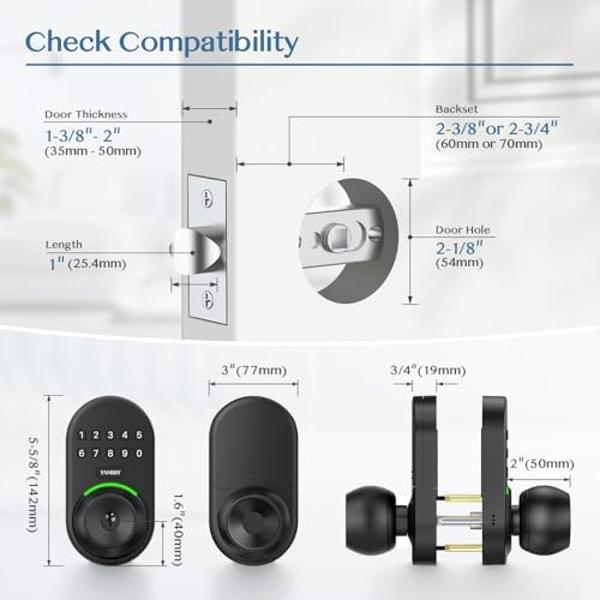 Keypad Smart Door Knob Lock, Yamiry Keyless Entry Digital Lock with ...