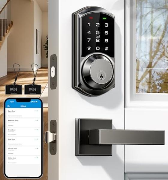 Veise Smart Locks with 2 Lever Handle Set, App Control, Keyless Entry ...