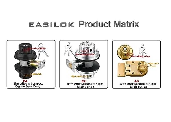 EASILOK Deadbolt Lock E4 Twist-to-Lock Front Door Lock Keyless Heavy ...