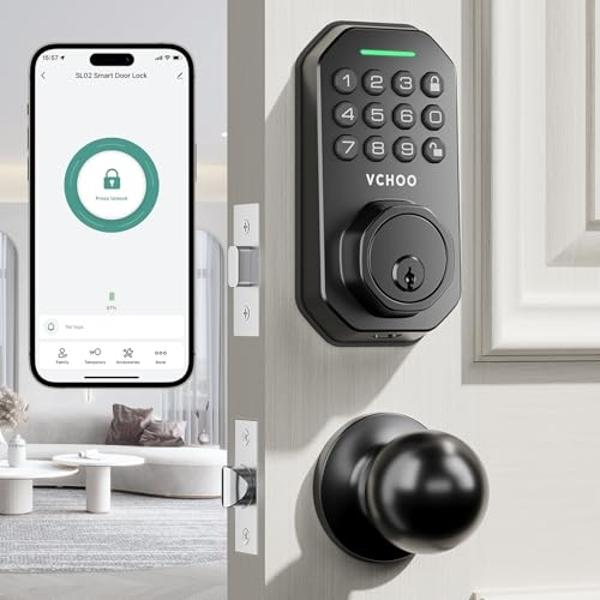VCHOO Keyless Entry Door Lock with Handle App Control Door Locks for ...