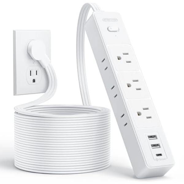 NTONPOWER Flat Extension Cord 15 ft, 1080J Surge Protector with Long ...